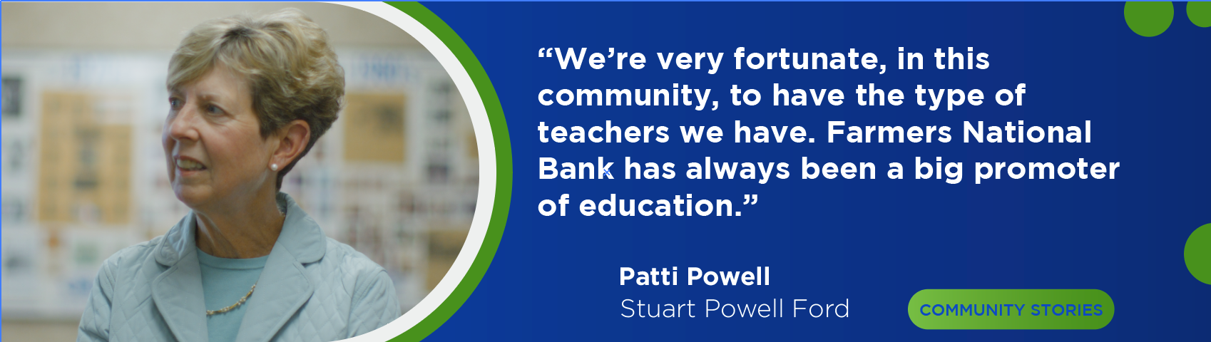 Patti Powell - Education Banner | Farmers National Bank